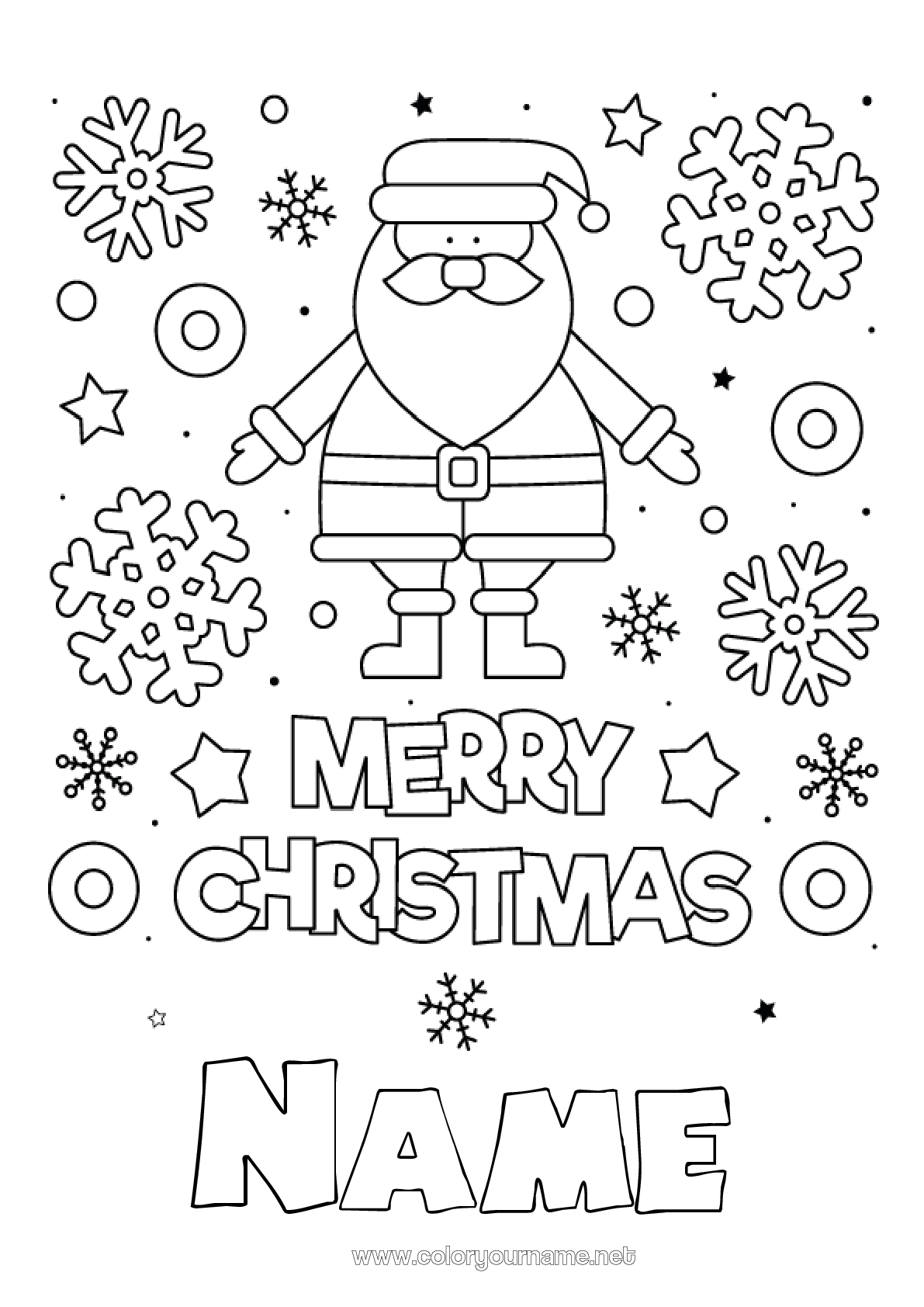Coloring page No.413 - Santa Claus Christmas Snowflakes