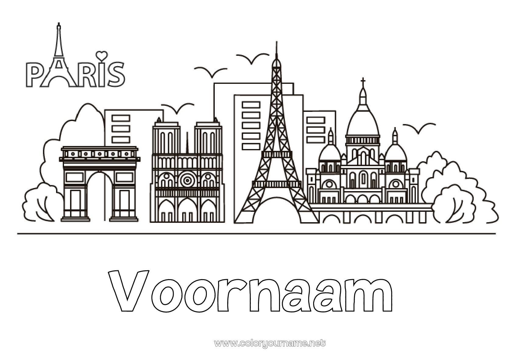 Kleurplaat nr.4157 - Frankrijk Eiffeltoren Triomfboog