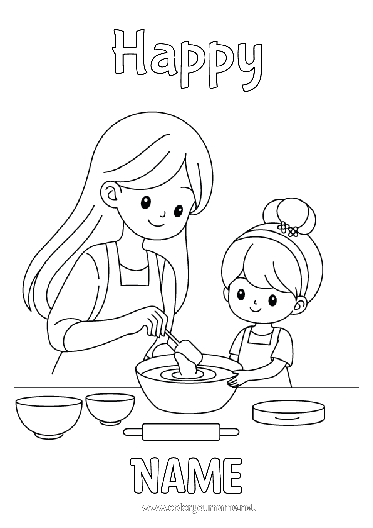 Coloring page No.4184 - Mum Girl Culinary Professions