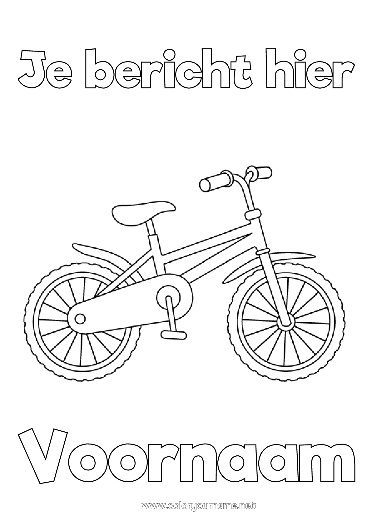 Kleurplaat nr.4186 - Eenvoudige kleurplaten Fiets Tweewielers
