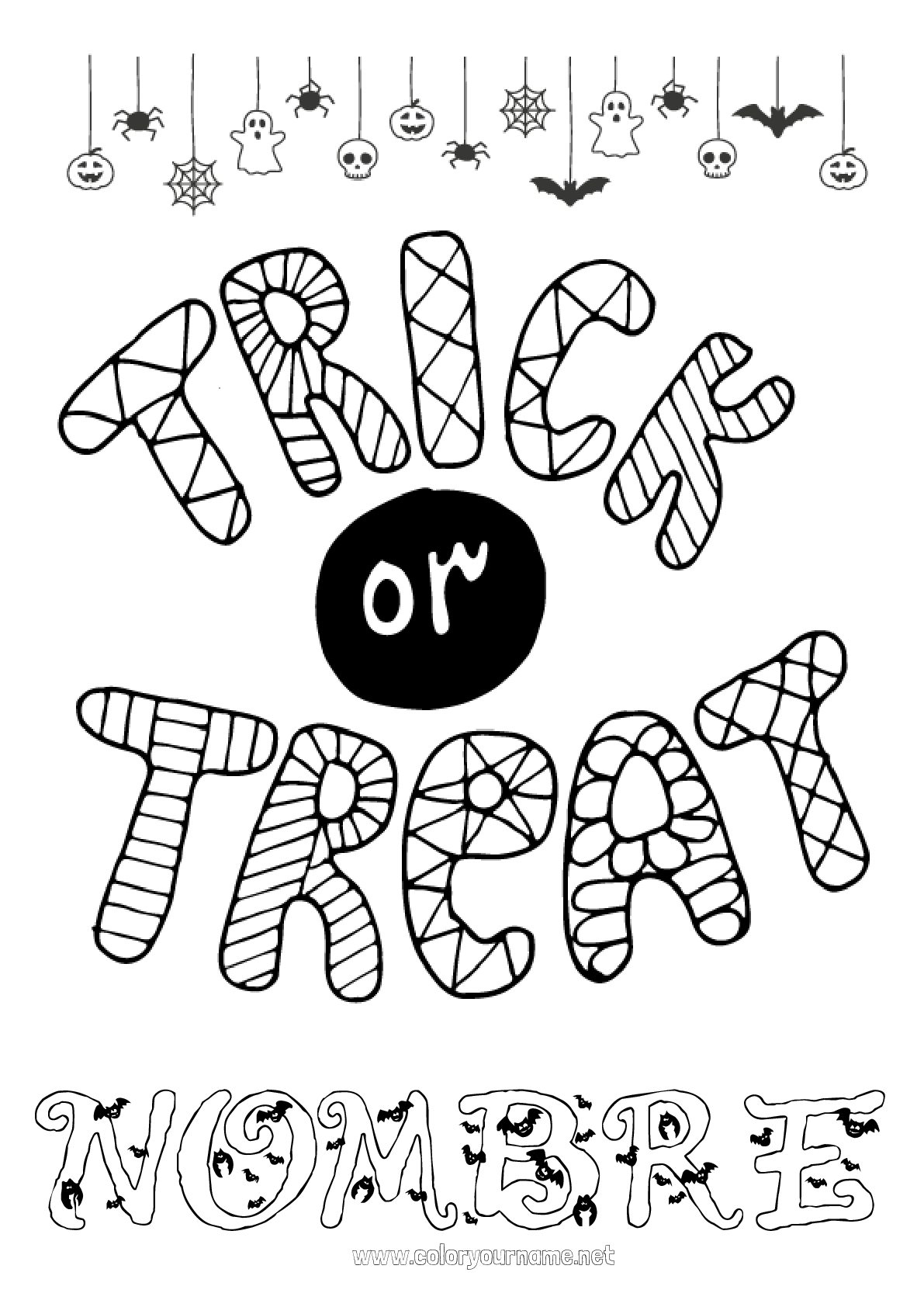 Halloween : 74 dibujos para colorear personalizables gratis para imprimir