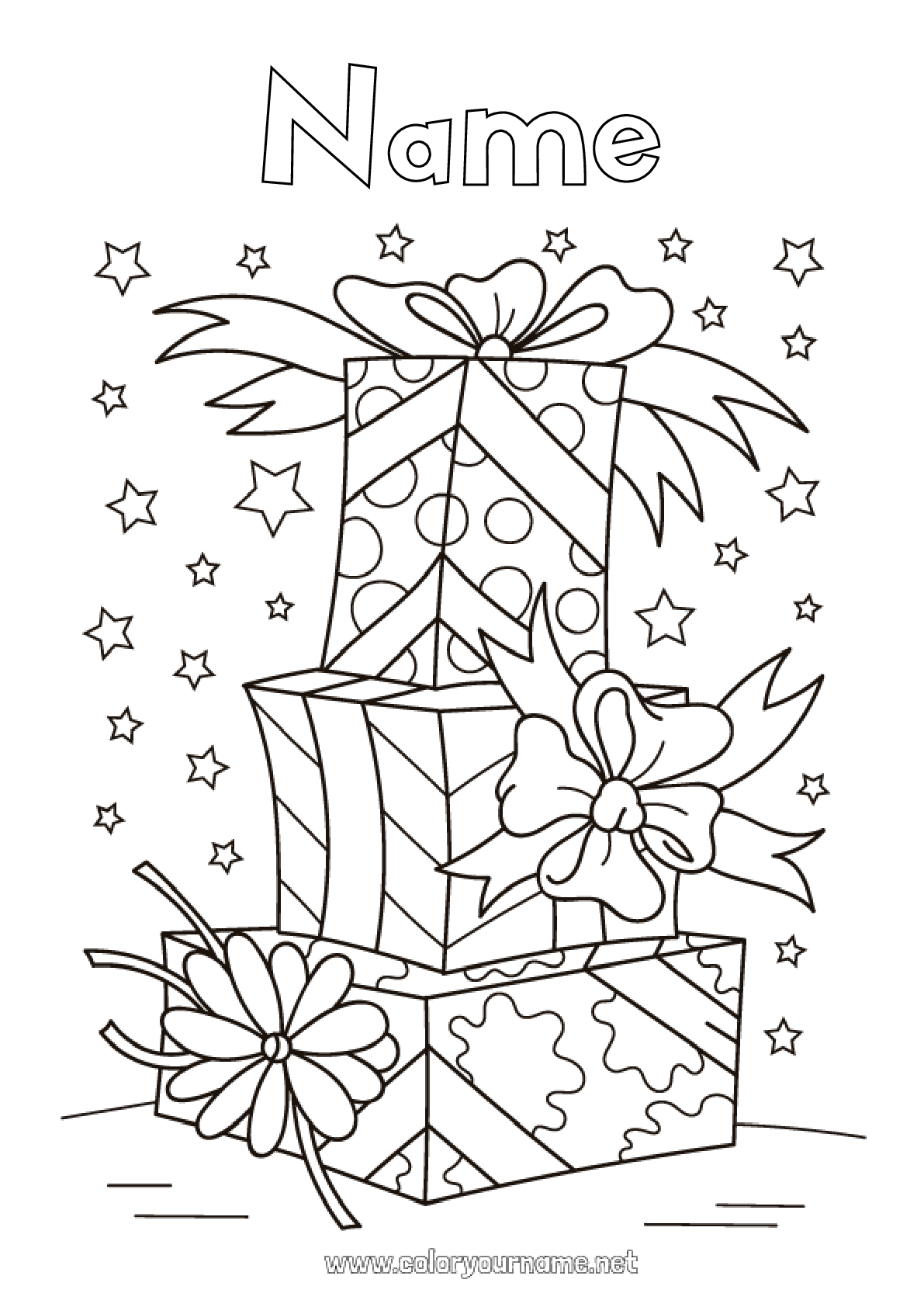 Coloring page No.421 - Gifts Birthday Christmas