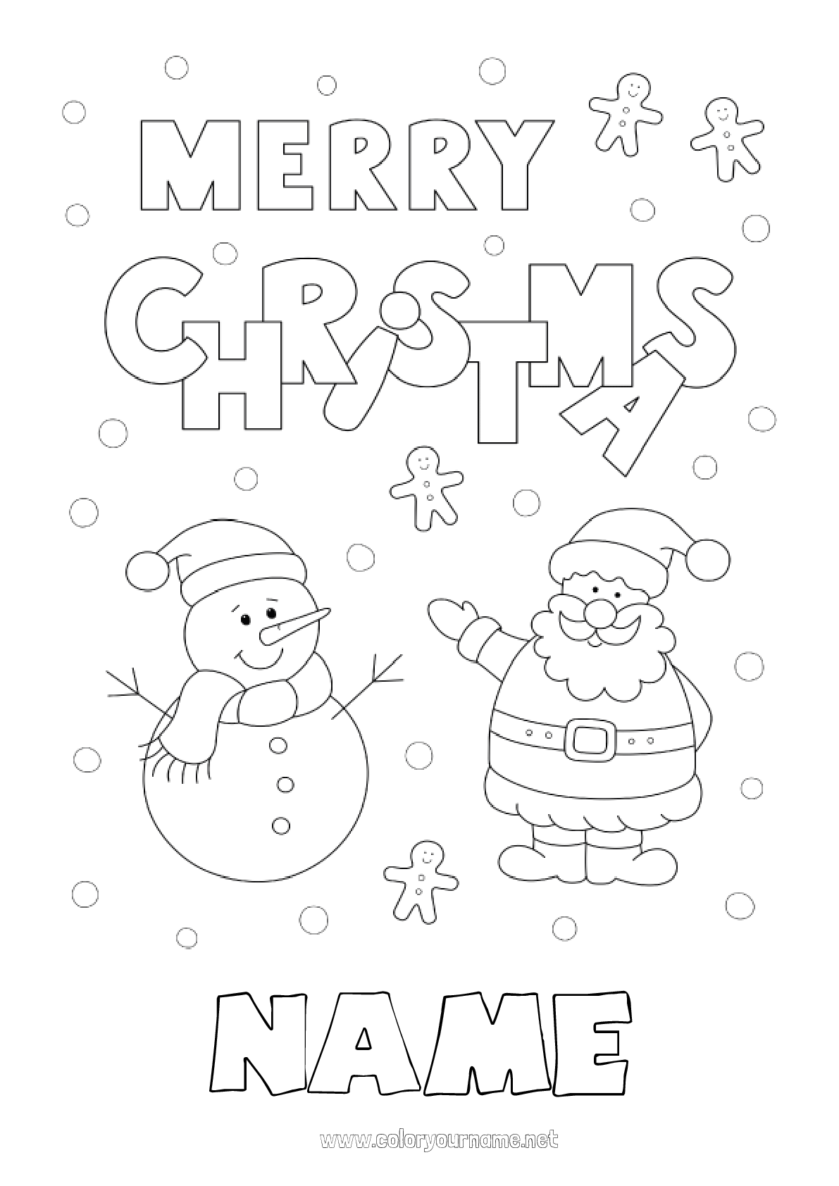 Coloring page No.422 - Snow Santa Claus Snowman