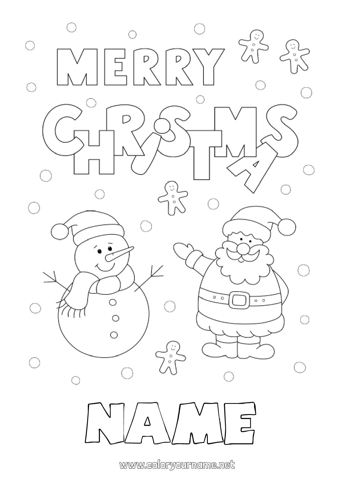 Coloring page No.422 - Snow Santa Claus Snowman