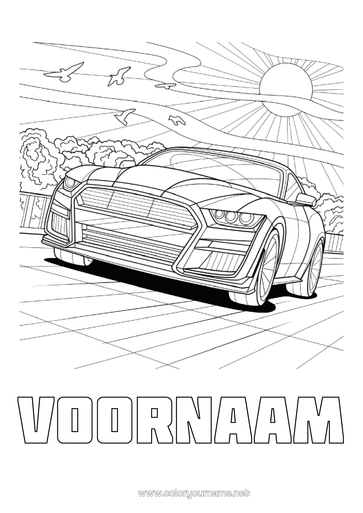 Kleurplaat nr.4235 - Voertuigen Auto Raceauto