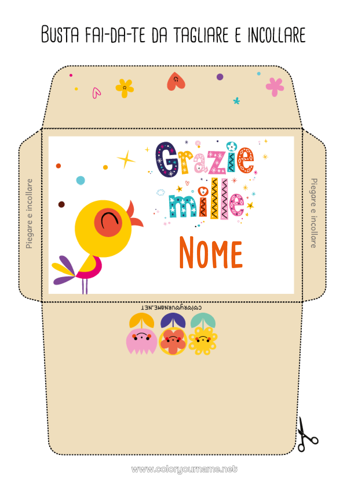 Pagina da colorare n.4245 - Fiori Uccello Busta