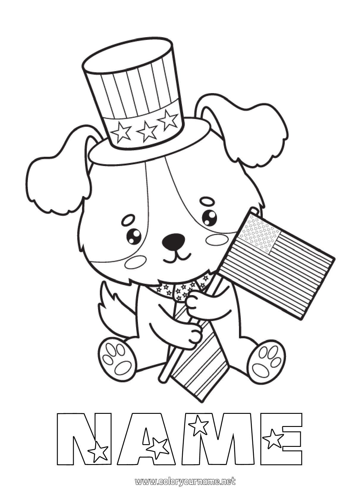 Coloring page No.4252 - Dog USA Hat
