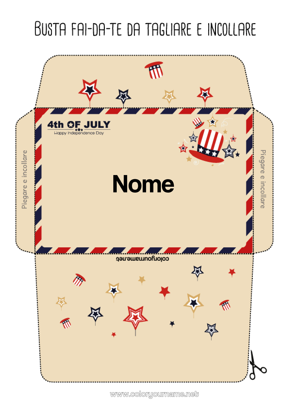 Pagina da colorare n.4253 - USA Busta 4 Luglio