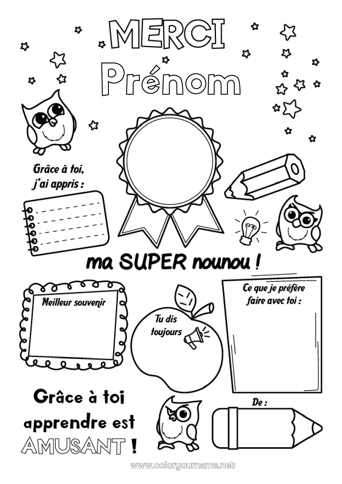 Coloriage n°4264 - Nounou Badge super Merci