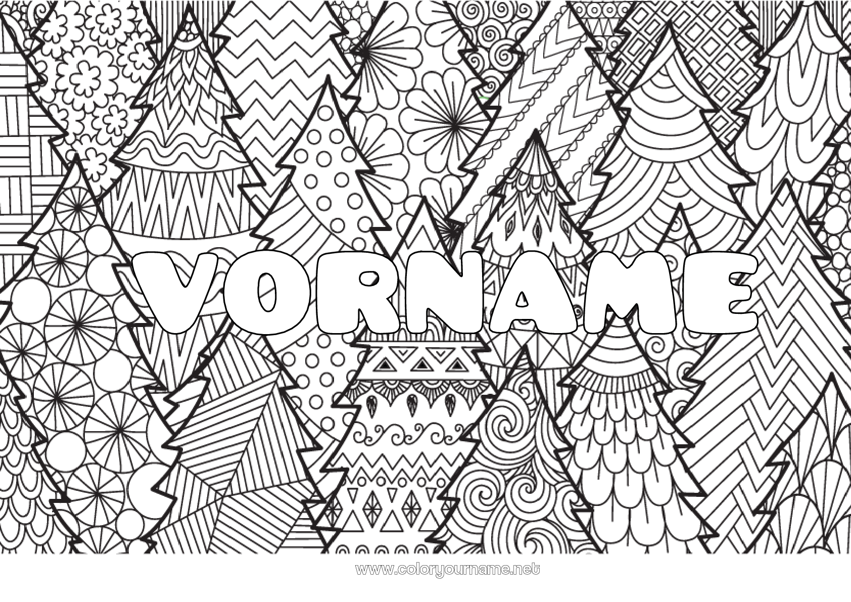 Malvorlage Nr.426 - Ruhig und gelassen Weihnachtsbaum Mandala