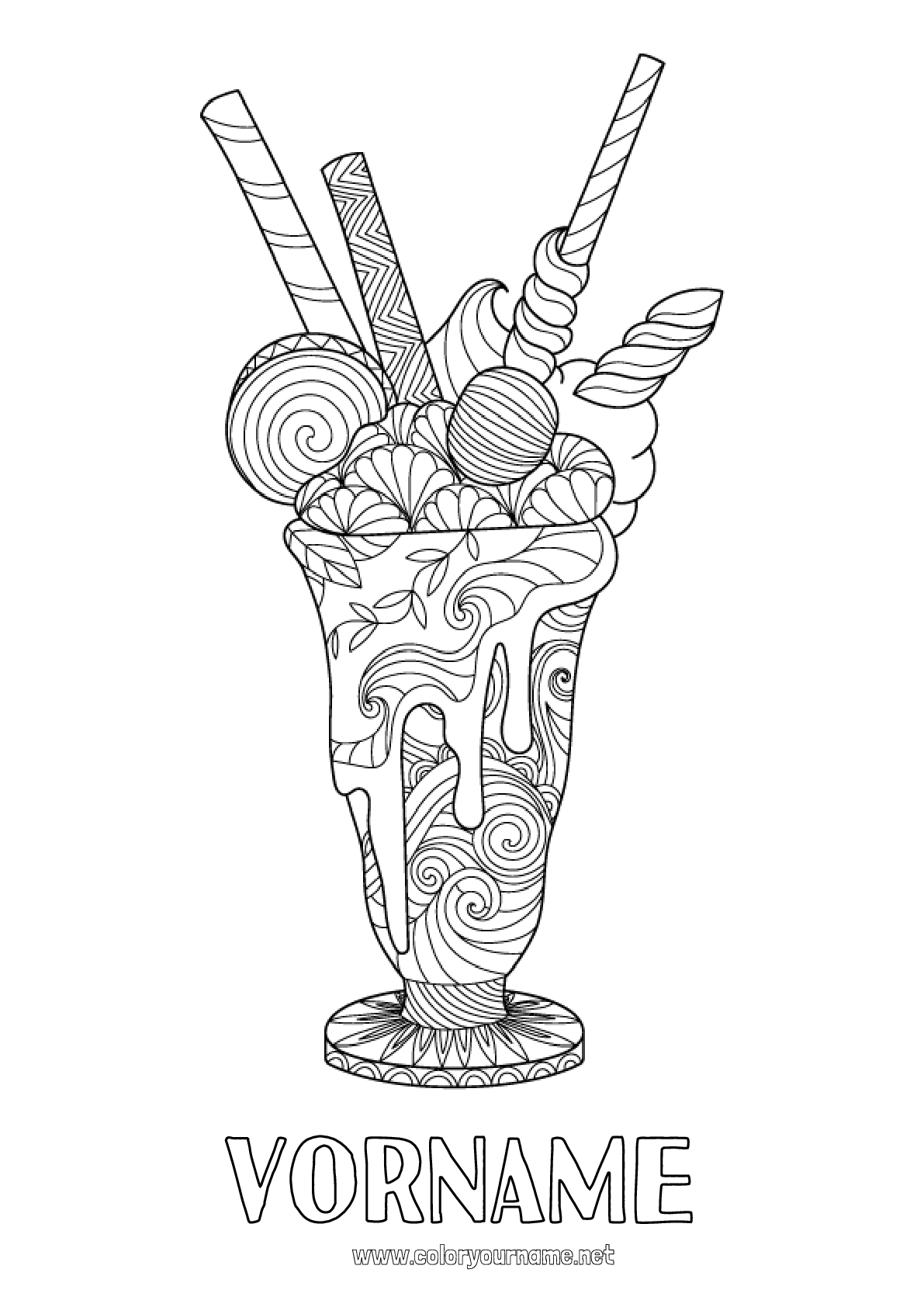 Malvorlage Nr.4285 - Leckereien, Süßigkeiten Eis Komplexe Ausmalbilder