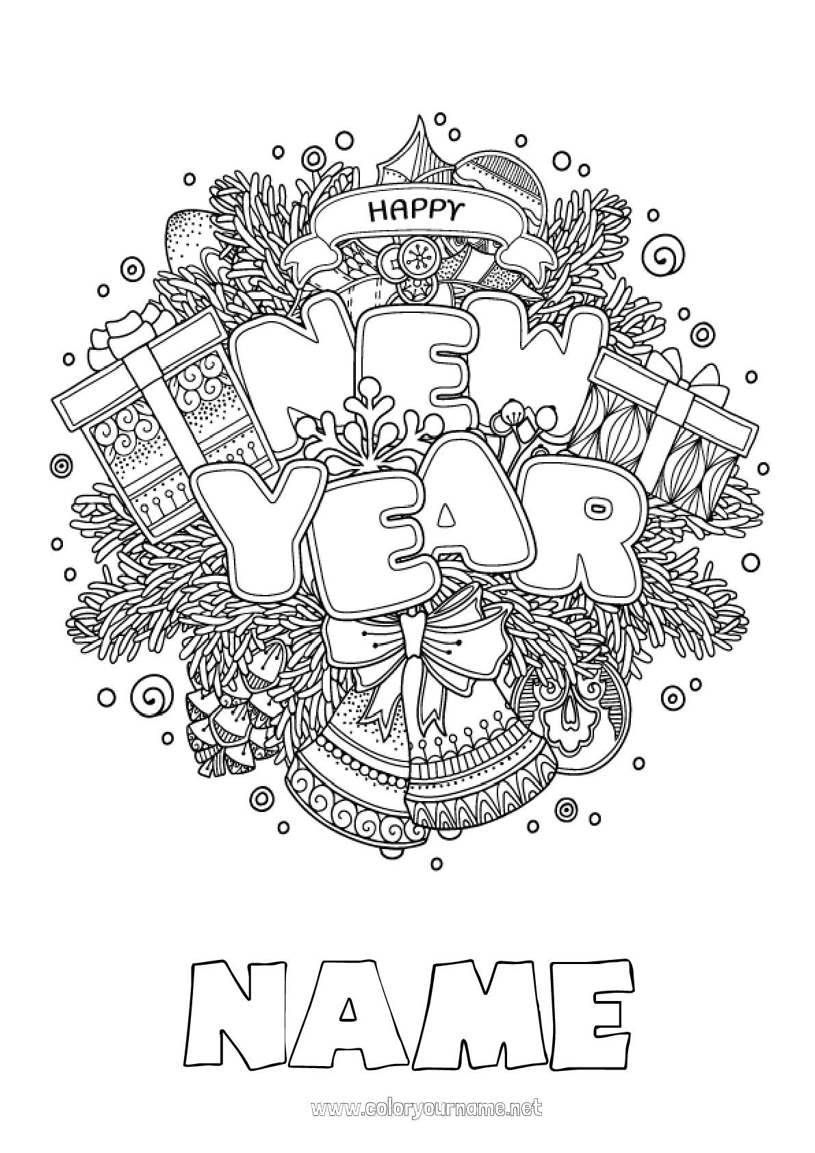 Coloring page No.431 - Happy new year