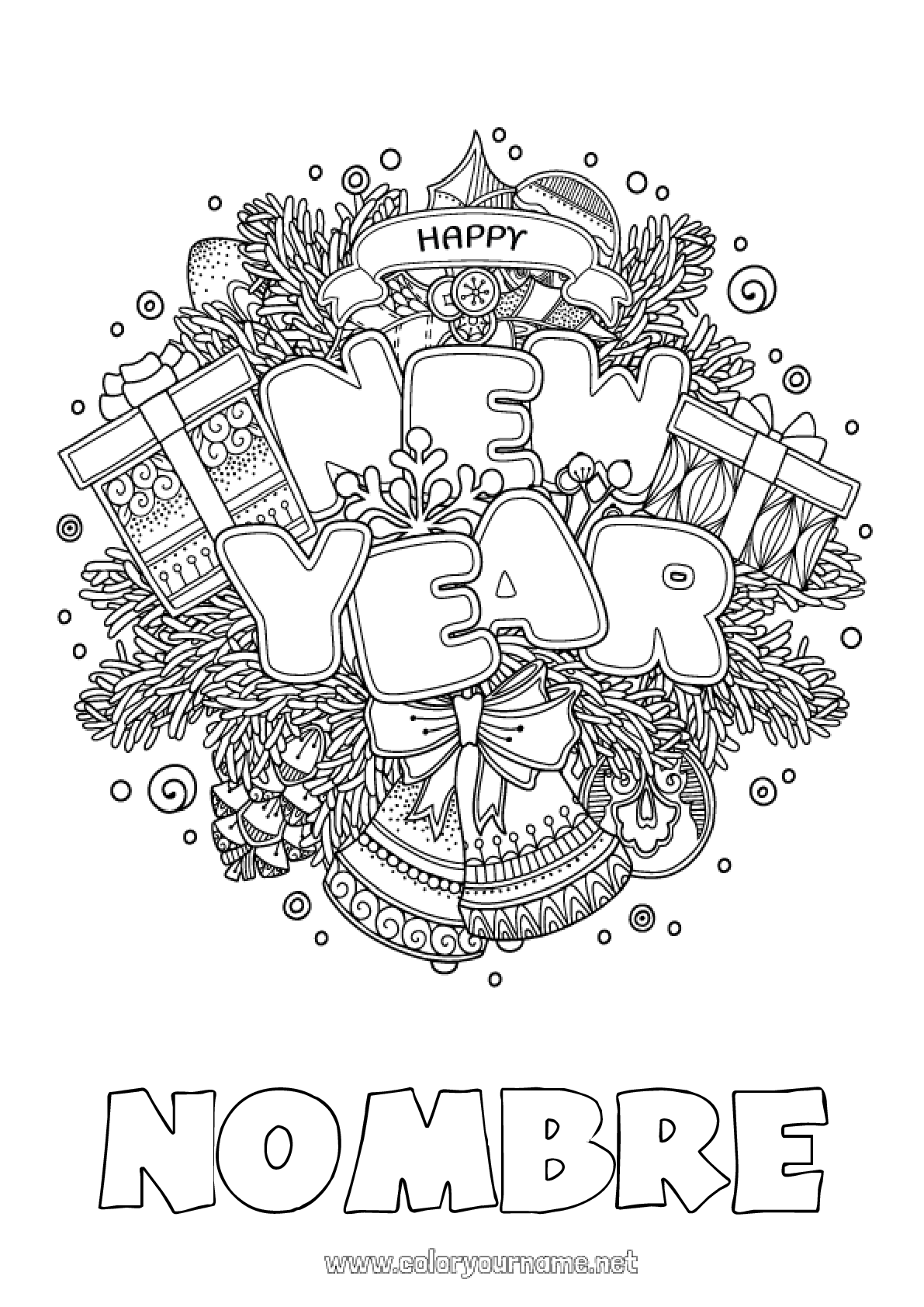 ¡Feliz Año Nuevo ! : 48 dibujos para colorear personalizables gratis ...