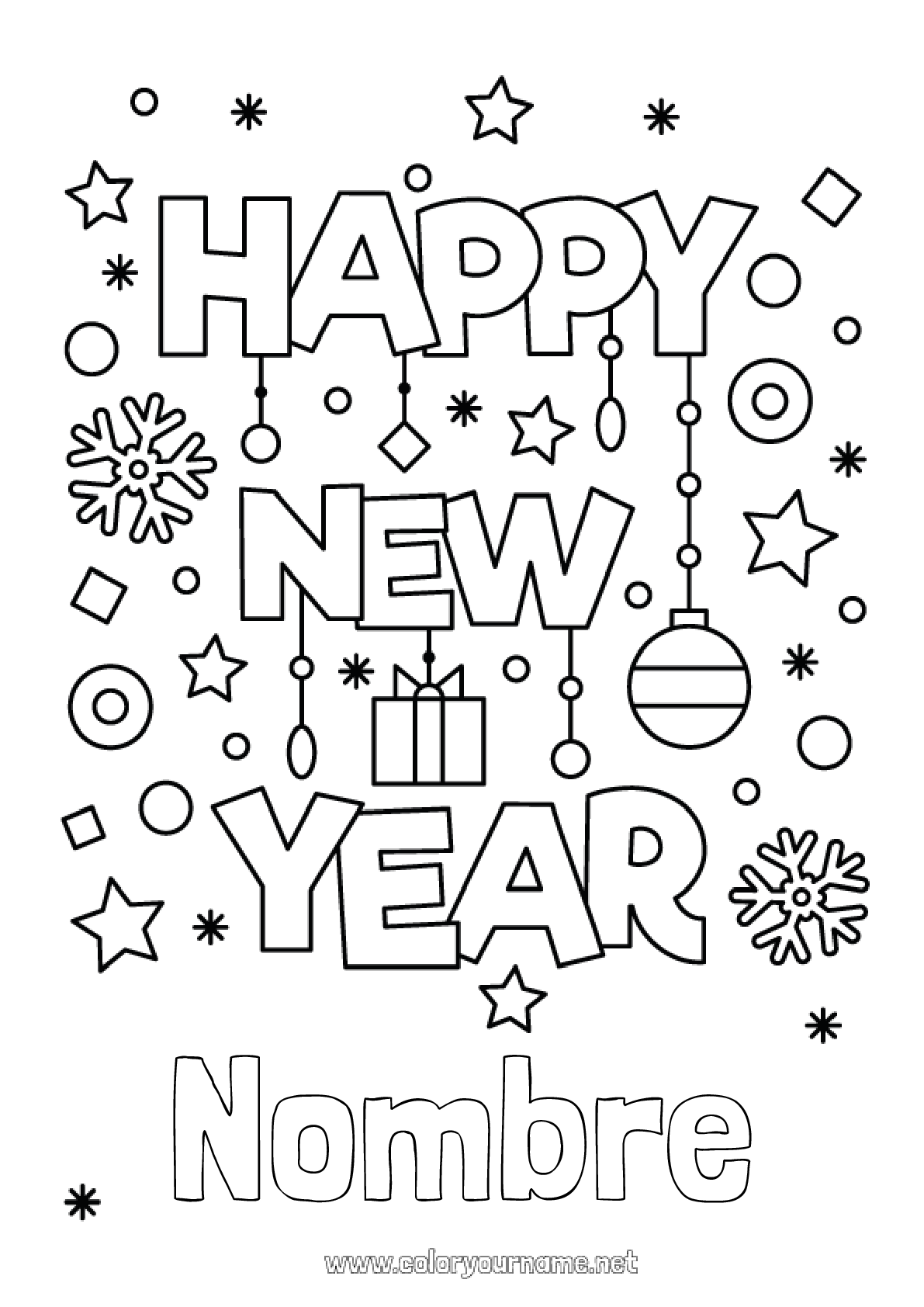 ¡Feliz Año Nuevo ! : 48 dibujos para colorear personalizables gratis ...