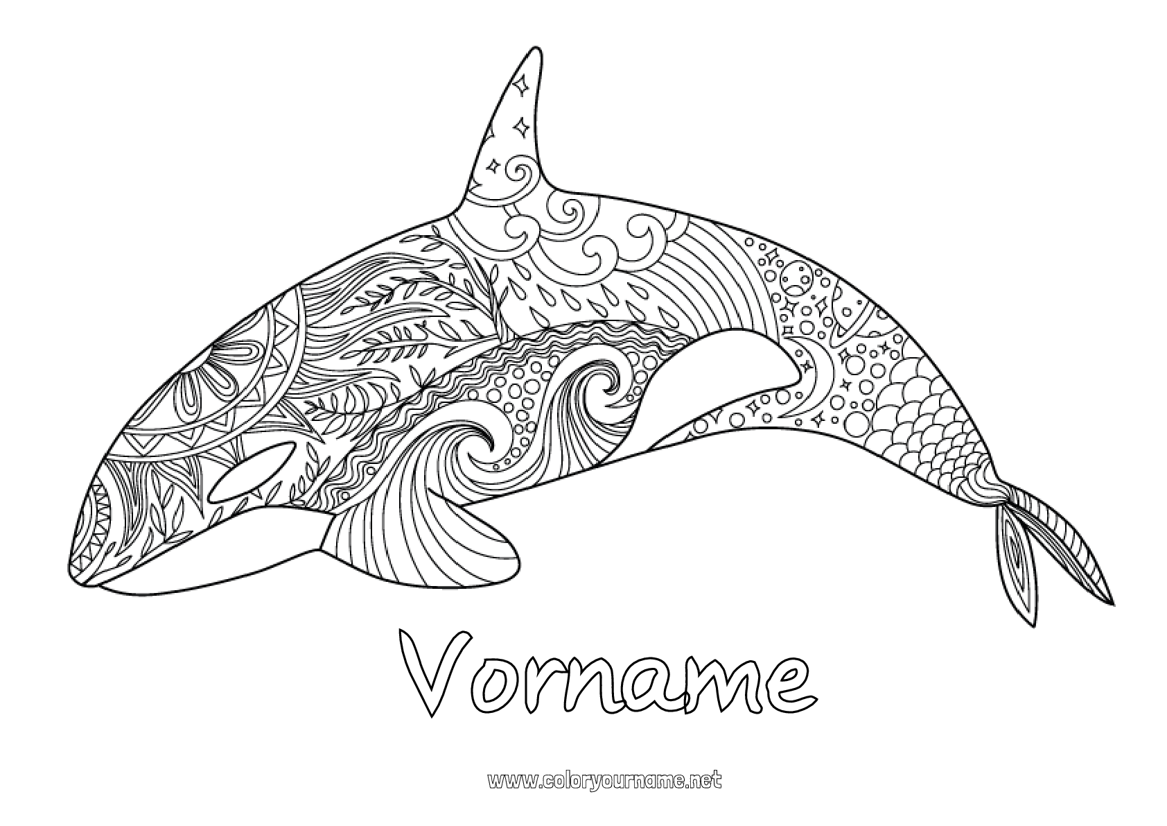 Malvorlage Nr.4350 - Wal Tier Zentangle