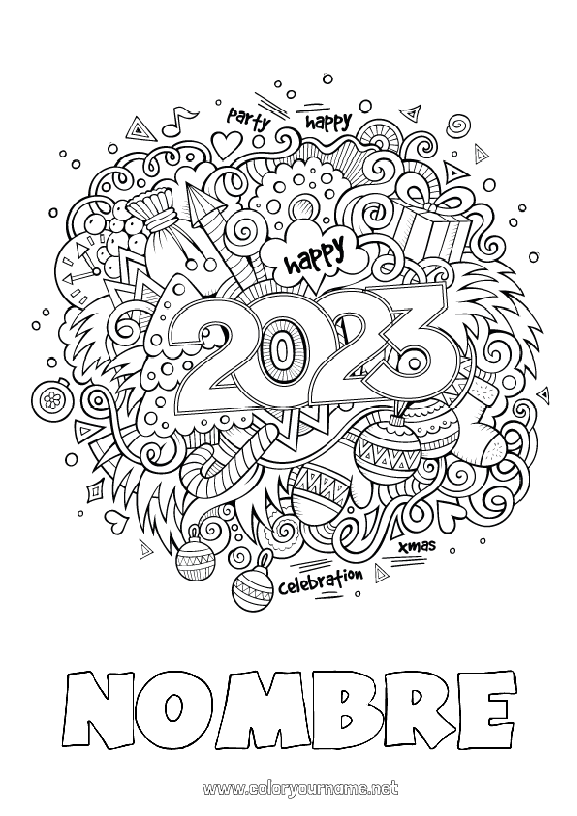 Nº de colorear 465 - 2023 Feliz año