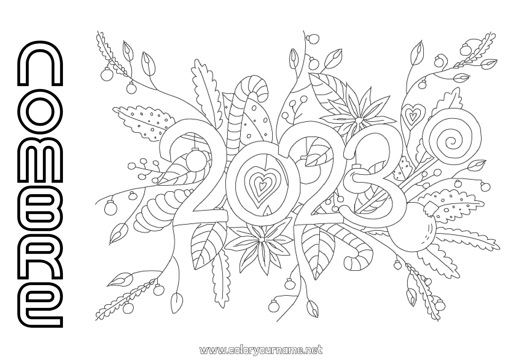 Nº de colorear 435 - 2023 Feliz año