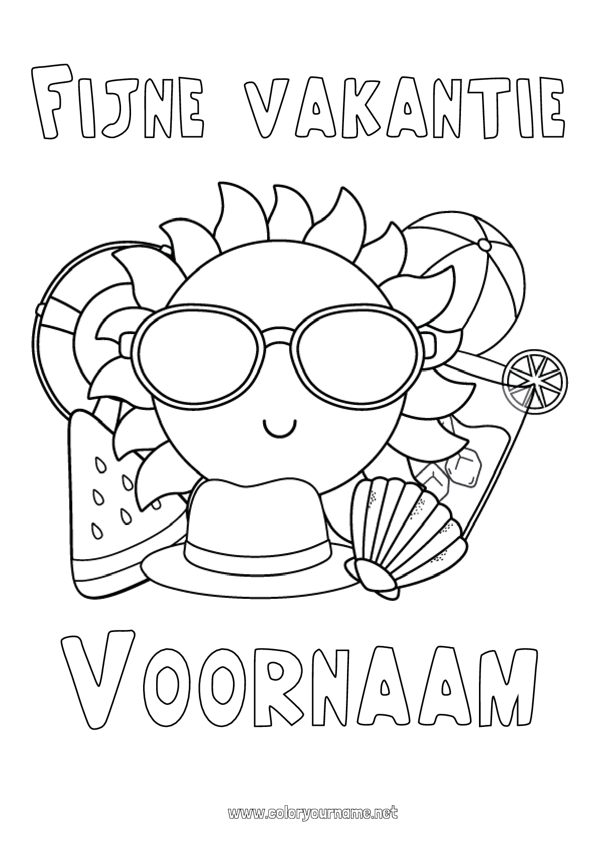 Kleurplaat nr.4375 - Vakantie Zomer Zon