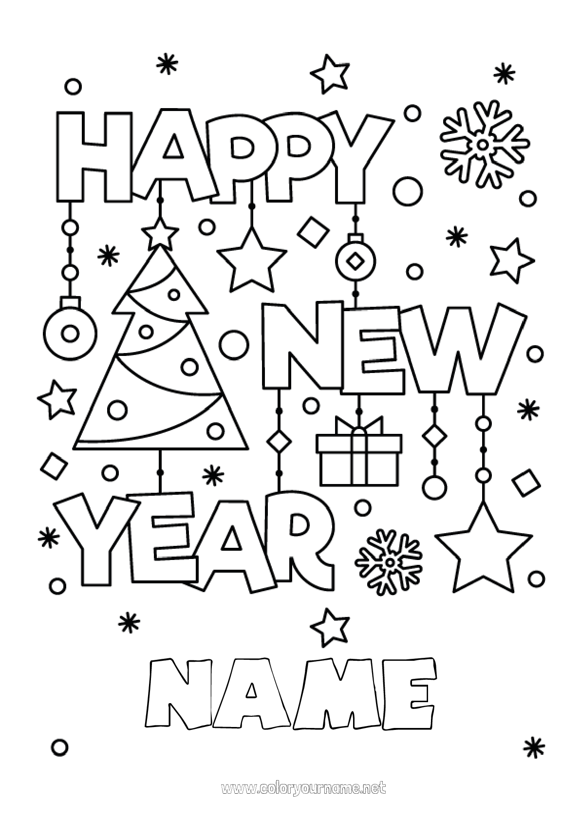 Happy New Year ! : 41 free customizable coloring pages to print - Page 4