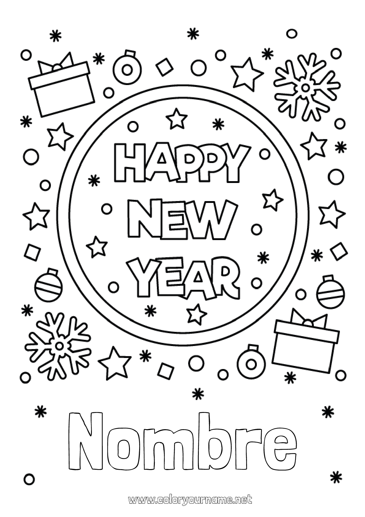 ¡Feliz Año Nuevo ! : 48 dibujos para colorear personalizables gratis ...