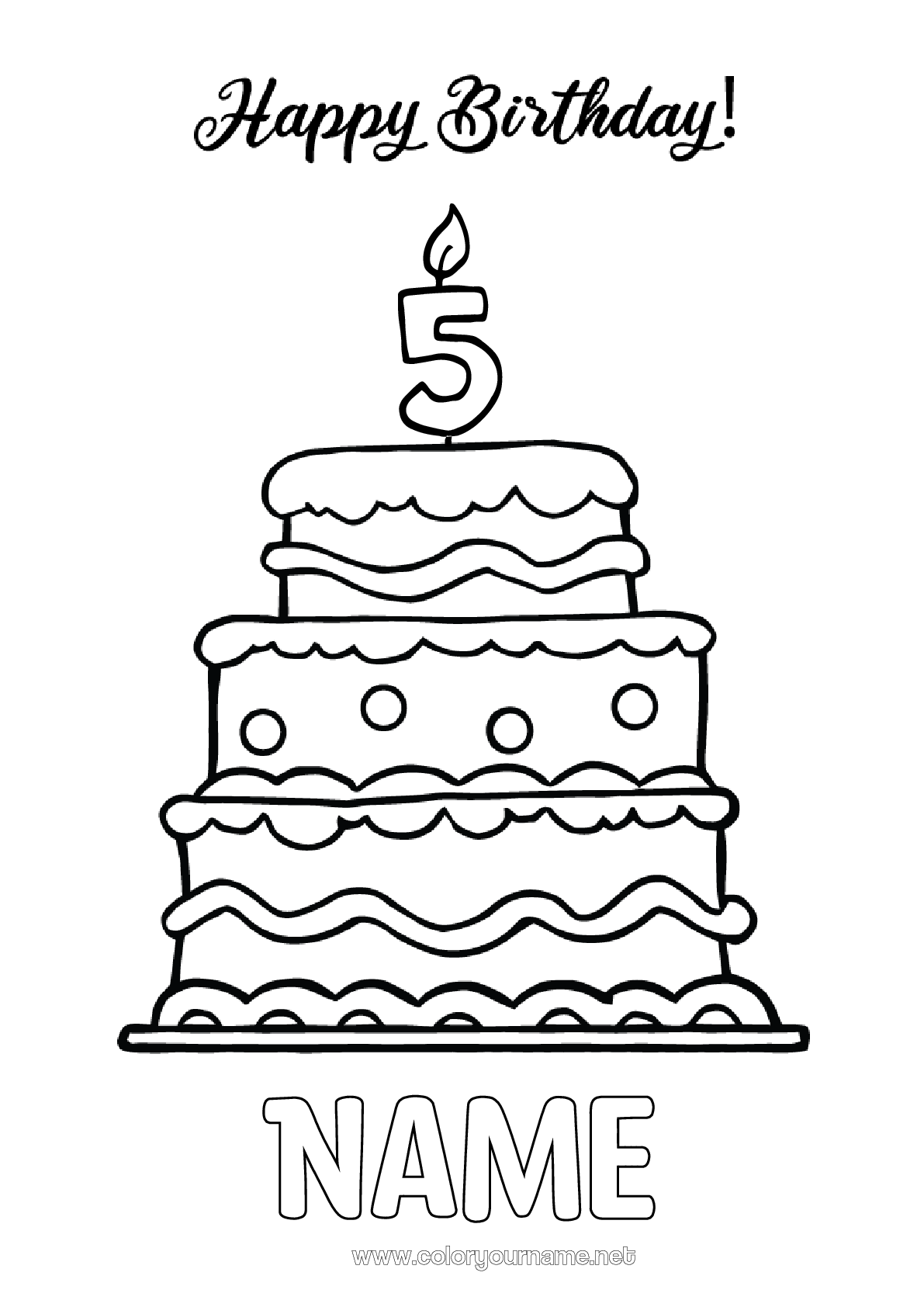 Birthday Cake Black And White Coloring Page
