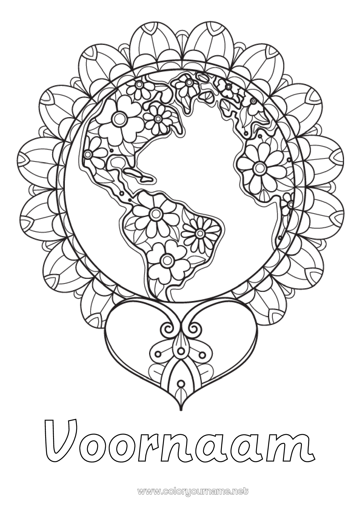 Kleurplaat nr.4423 - Hart Geografie Aarde