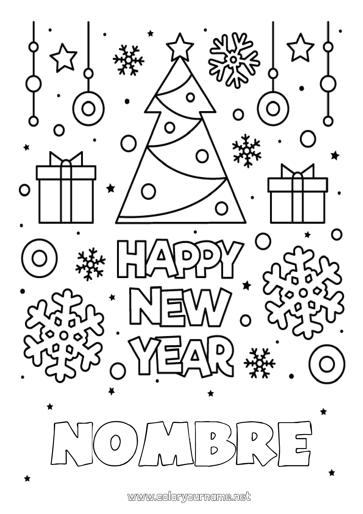 ¡Feliz Año Nuevo ! : 48 dibujos para colorear personalizables gratis ...