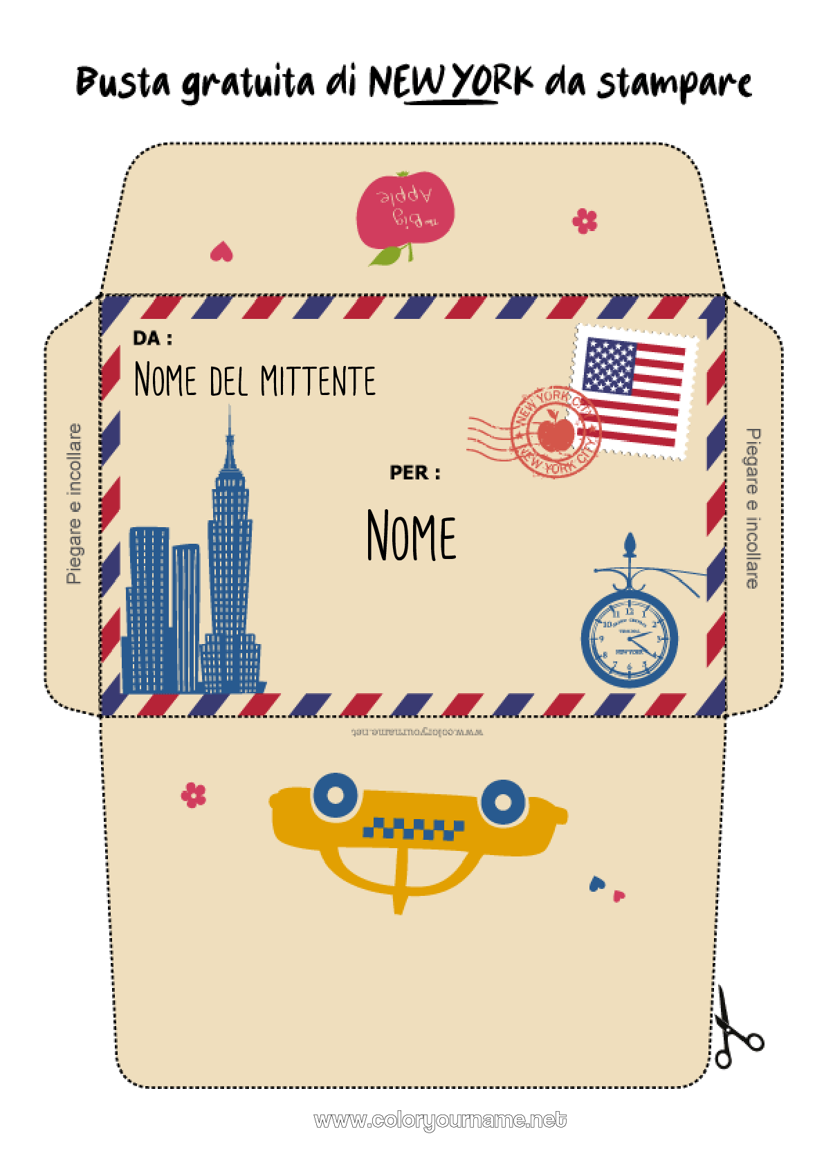 Pagina da colorare n.4470 - USA Busta New York