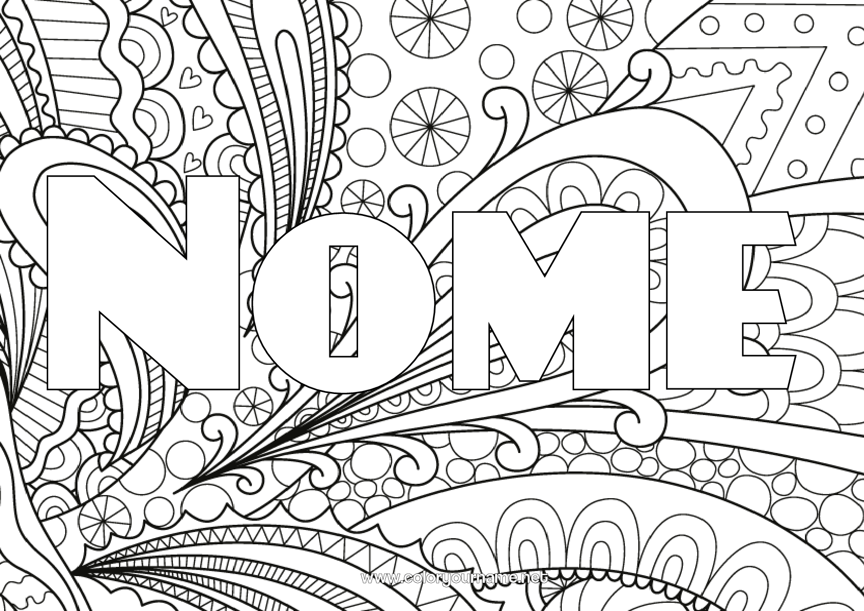 Pagina da colorare n.4511 - Nome decorato Colorazioni complesse Zentangle