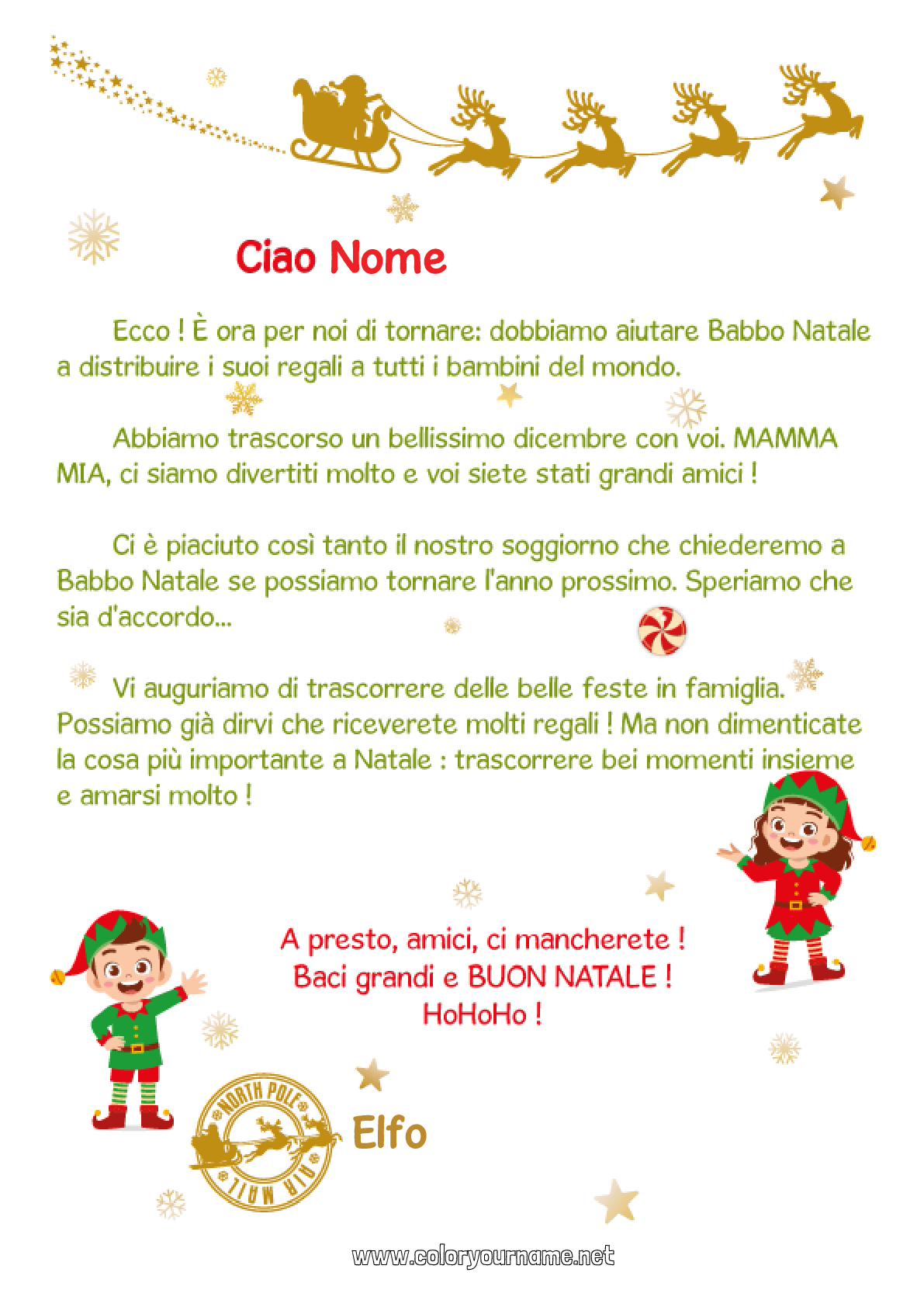 Pagina da colorare n.451 - Elfo di Natale Lettere di elfi scherzosi ...