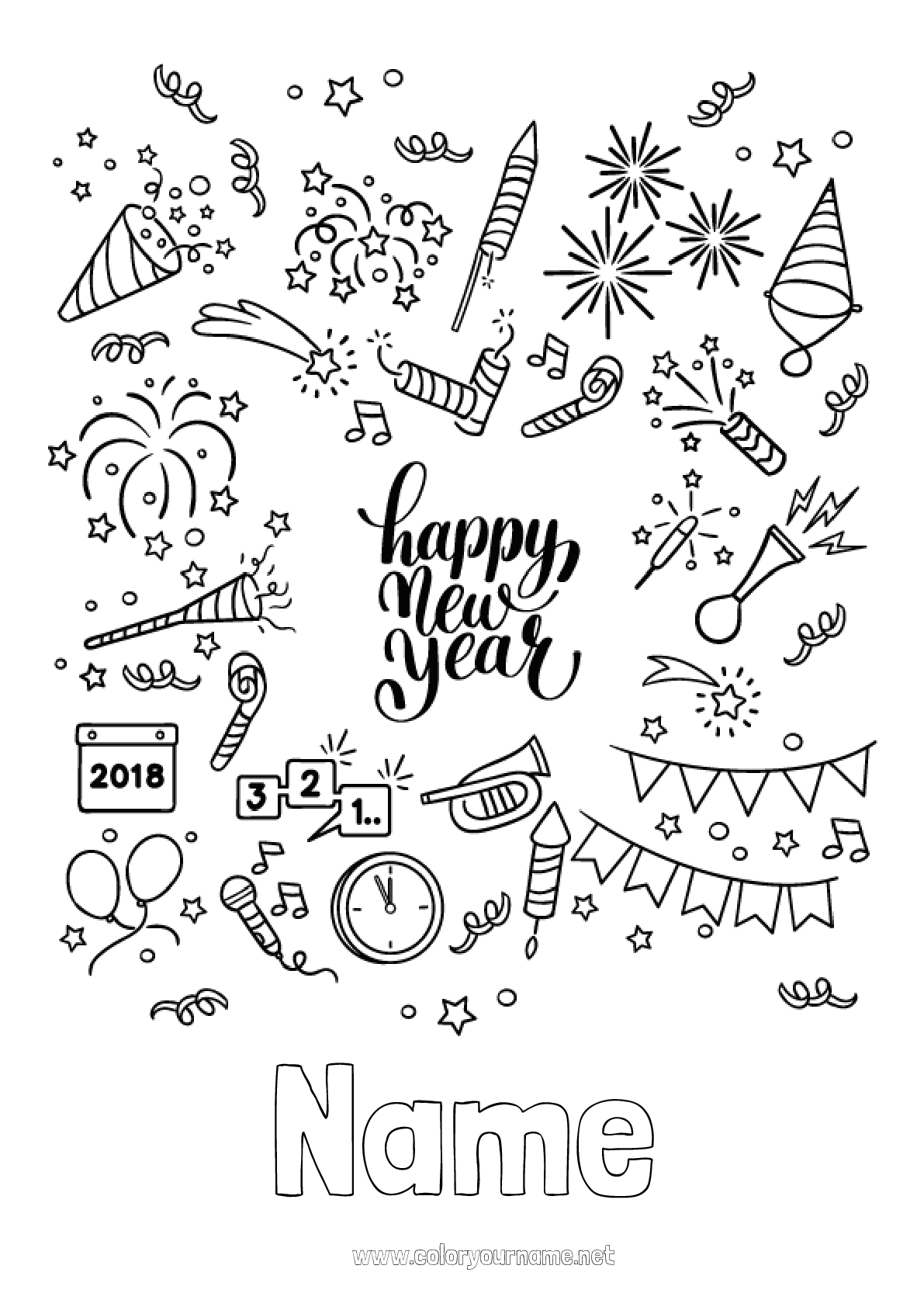 Coloring page No.459 - 2023 Happy new year