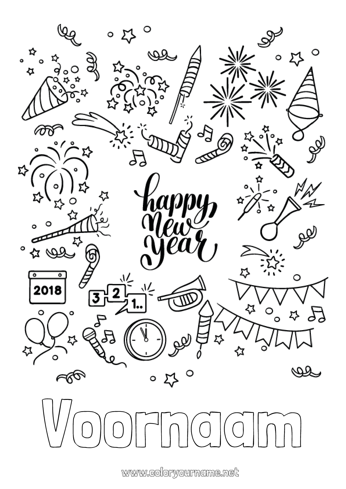 Kleurplaat nr.454 - Gelukkig Nieuwjaar Nieuwjaarsboodschap