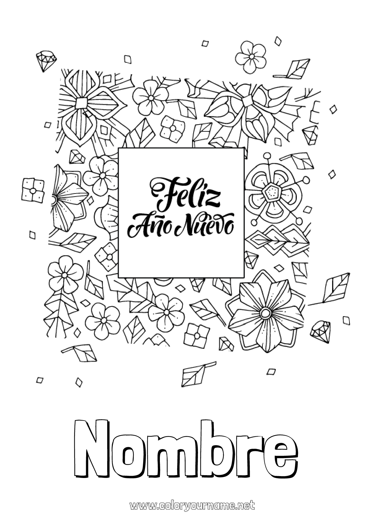 ¡Feliz Año Nuevo ! : 48 dibujos para colorear personalizables gratis ...