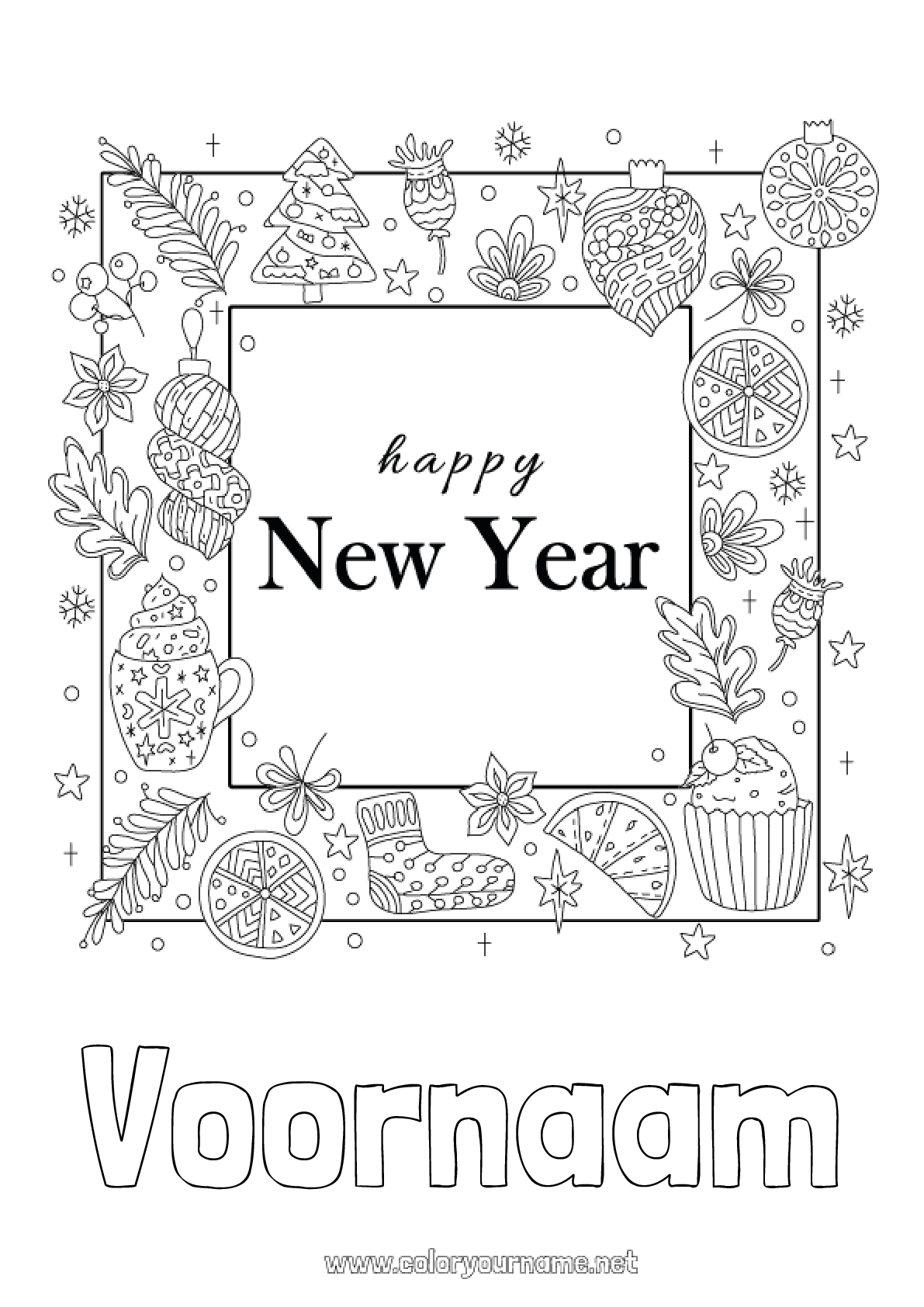 Kleurplaat nr.460 - Gelukkig Nieuwjaar Nieuwjaarsboodschap