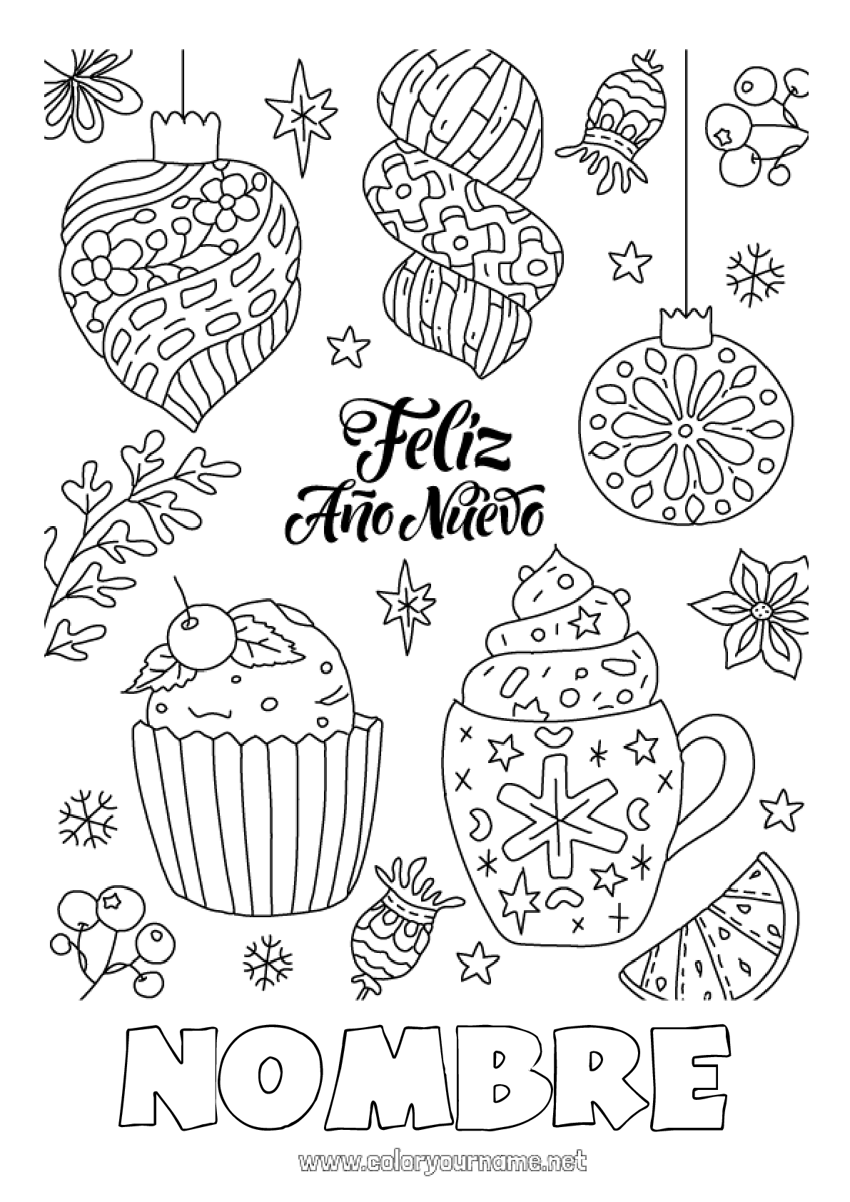 ¡Feliz Año Nuevo ! : 49 dibujos para colorear personalizables gratis ...