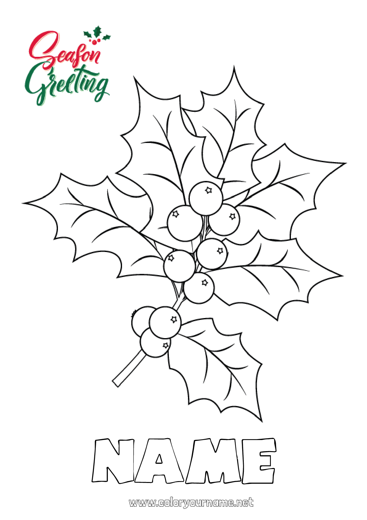 Coloring page No.466 - Happy new year Holly