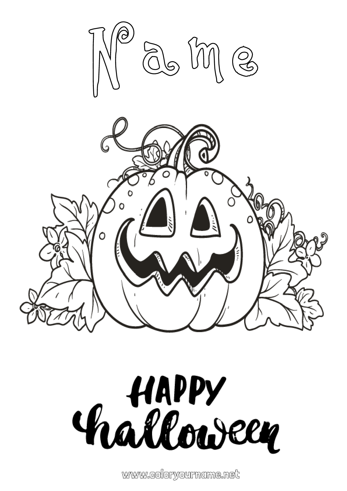 Coloring page No.46 - Pumpkin Halloween Inscription "Halloween";
