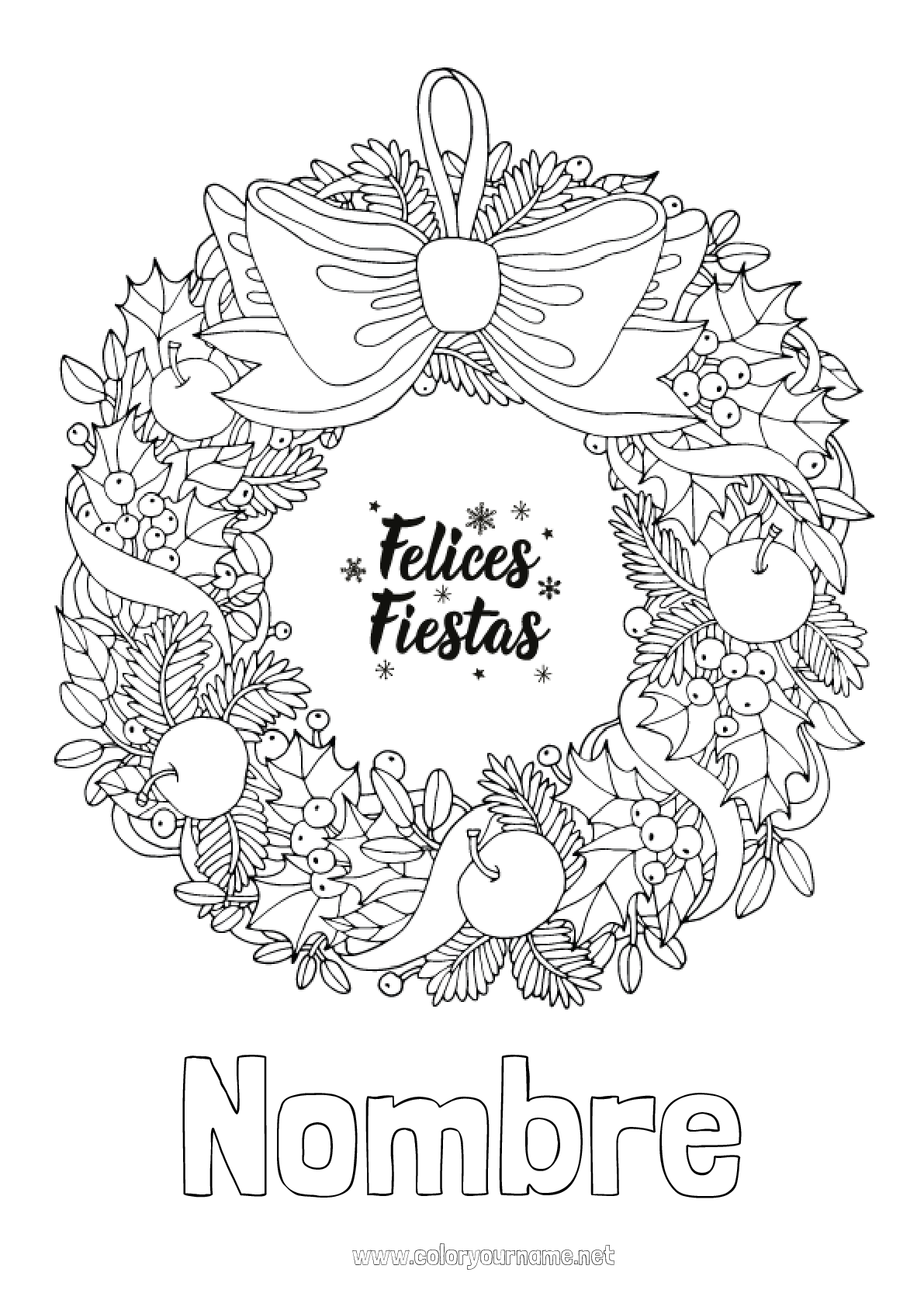 Nº de colorear 477 - Navidad Corona navideña