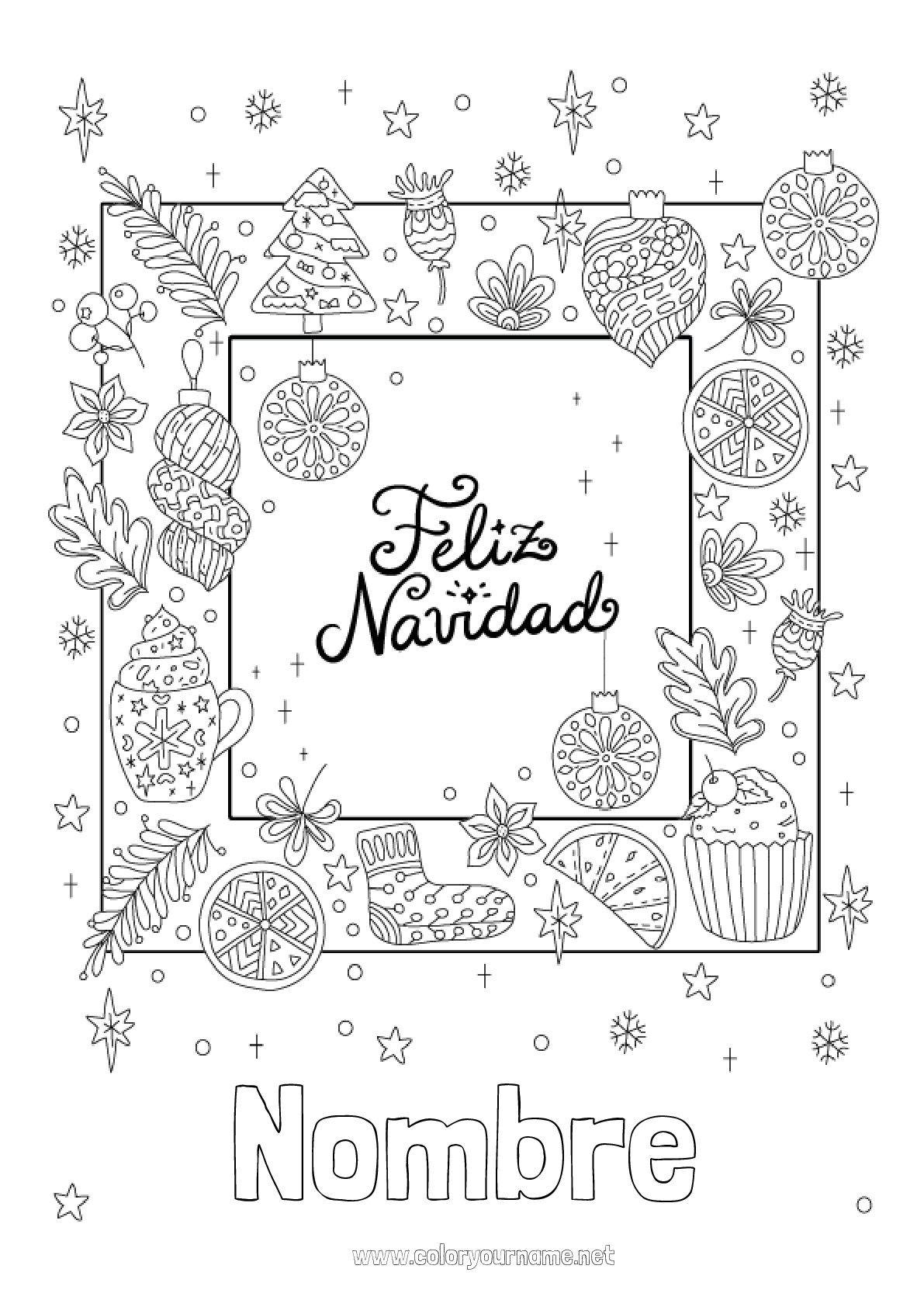 Feliz Navidad : 111 dibujos para colorear personalizables gratis para ...