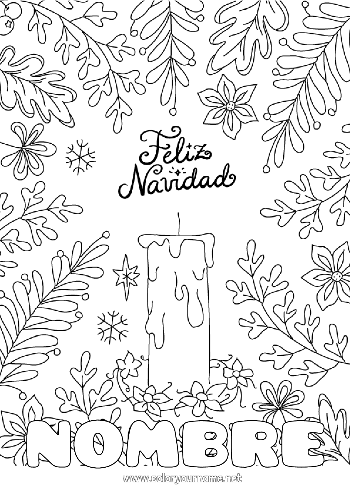 Feliz Navidad : 115 dibujos para colorear personalizables gratis para ...
