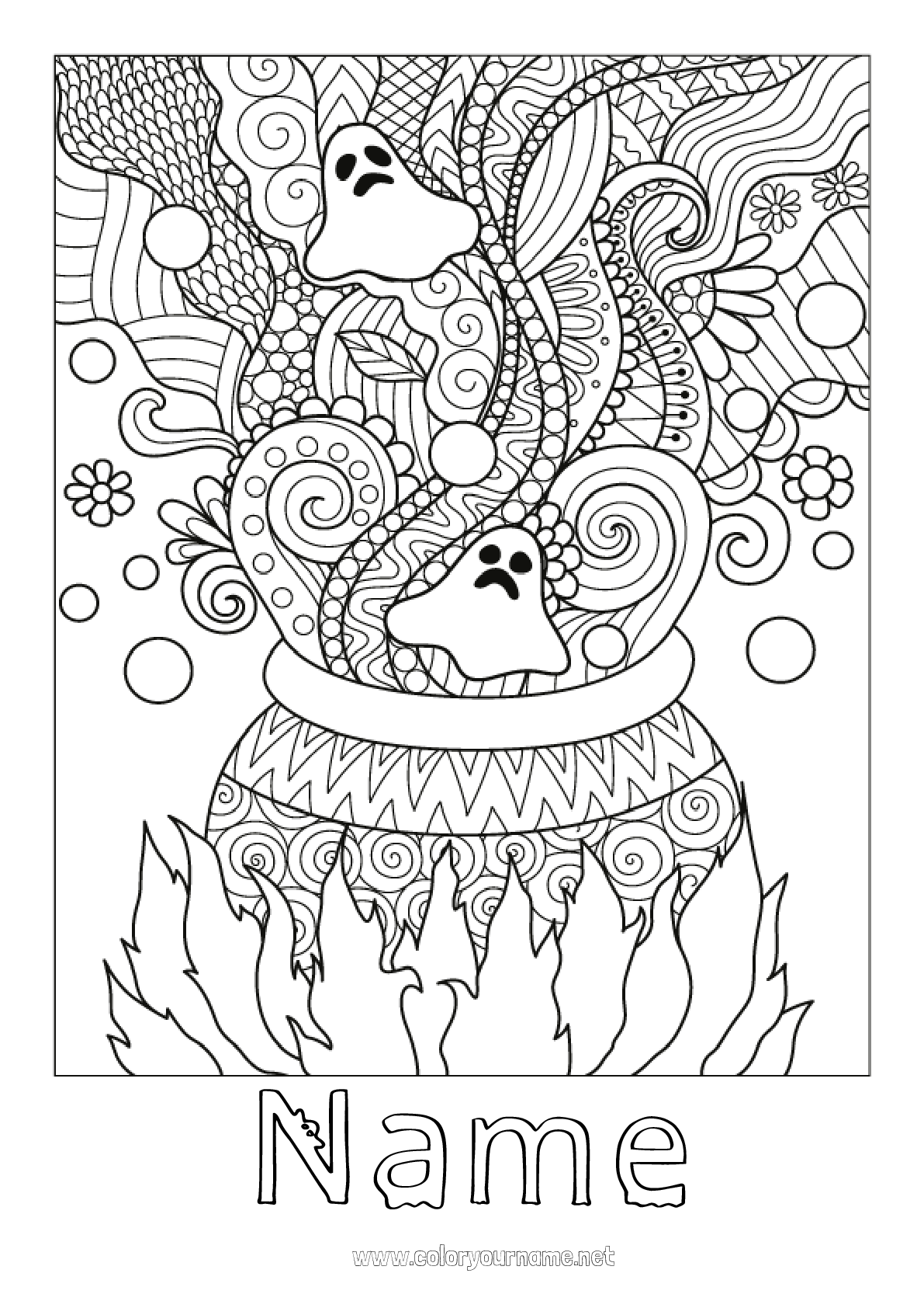 Coloring page No.49 - Ghost Magic pot Halloween