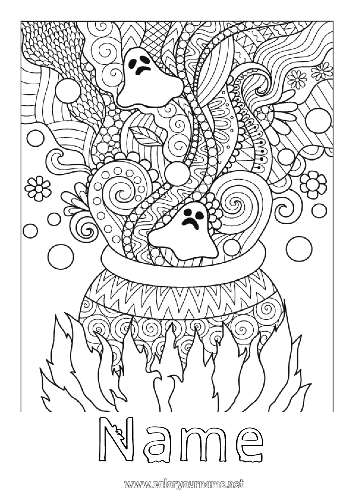 Coloring page No.56 - Witch Magic pot