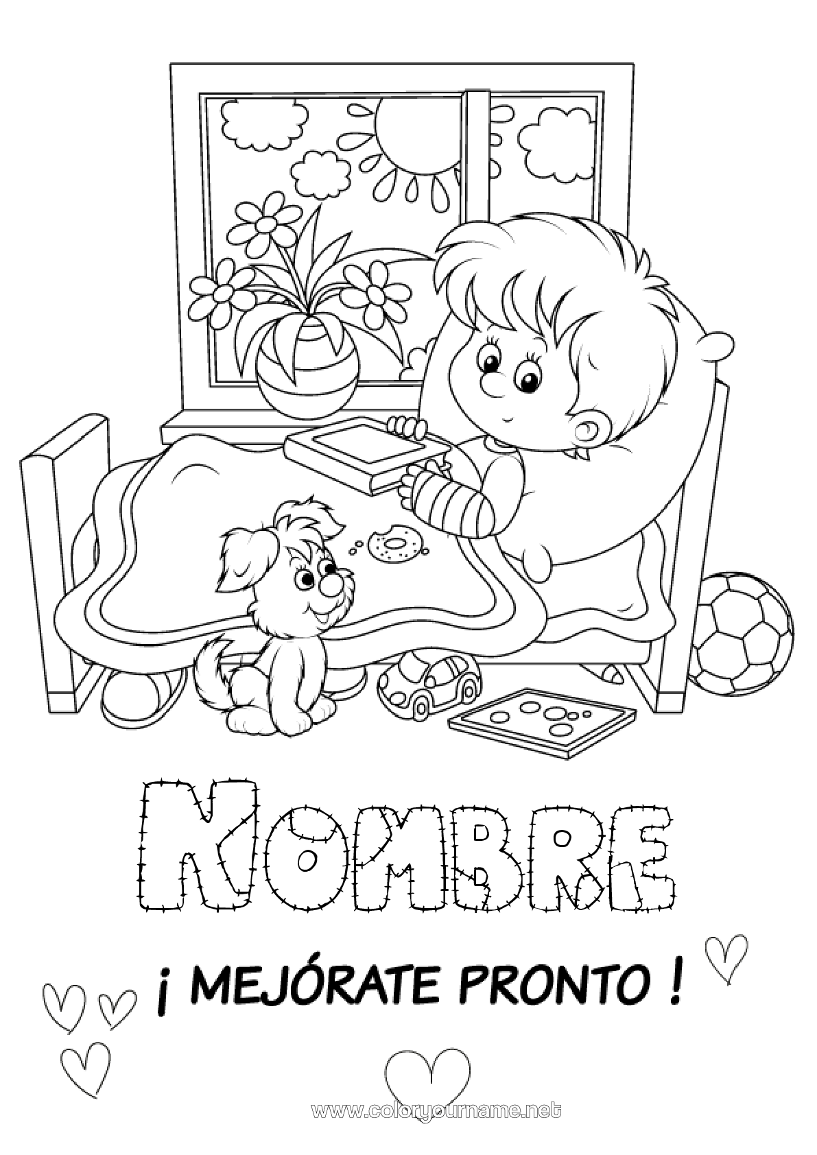 Nº de colorear 4 - Enfermo Cama