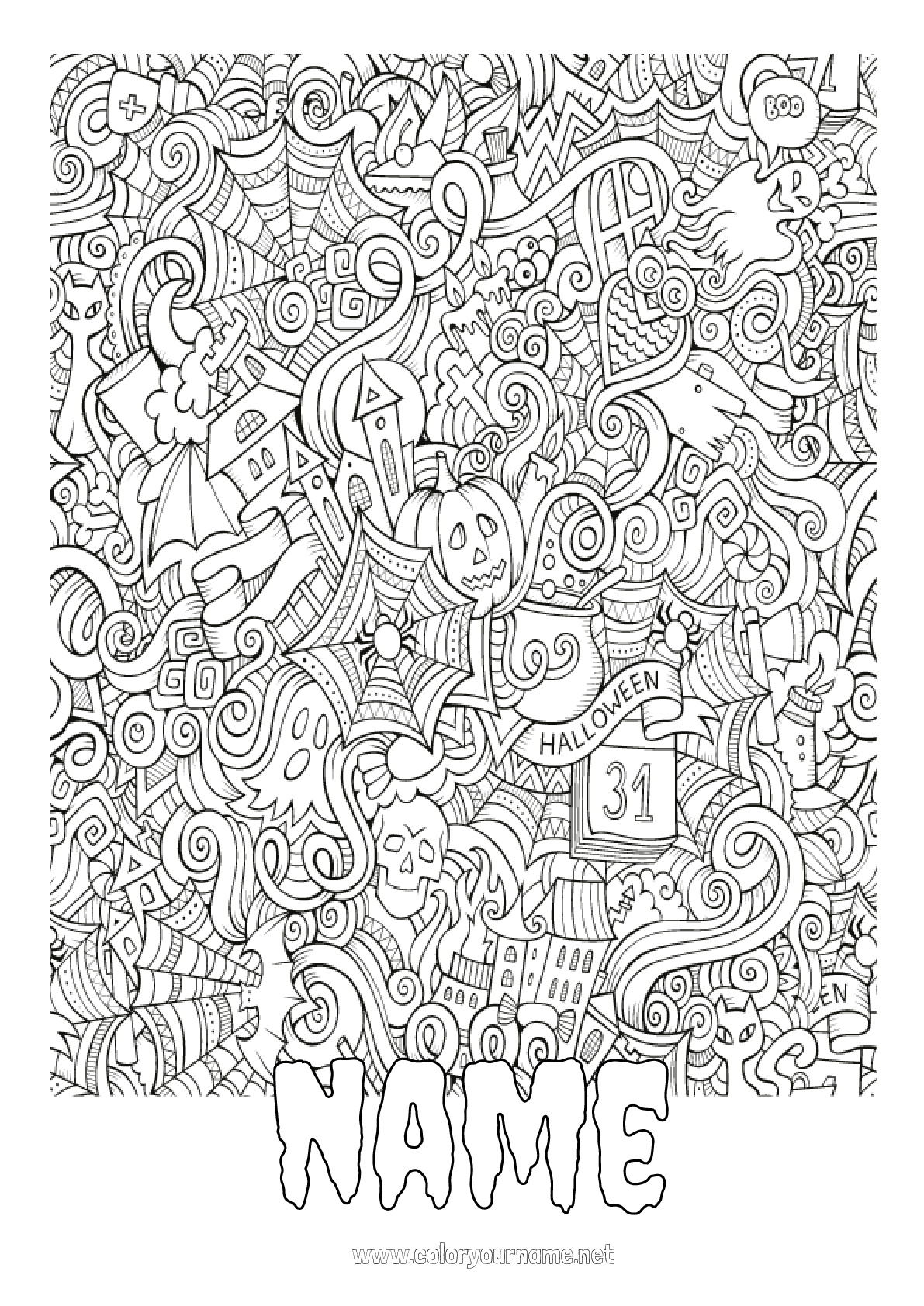 Coloring page No.50 - Monster Pumpkin Magic pot