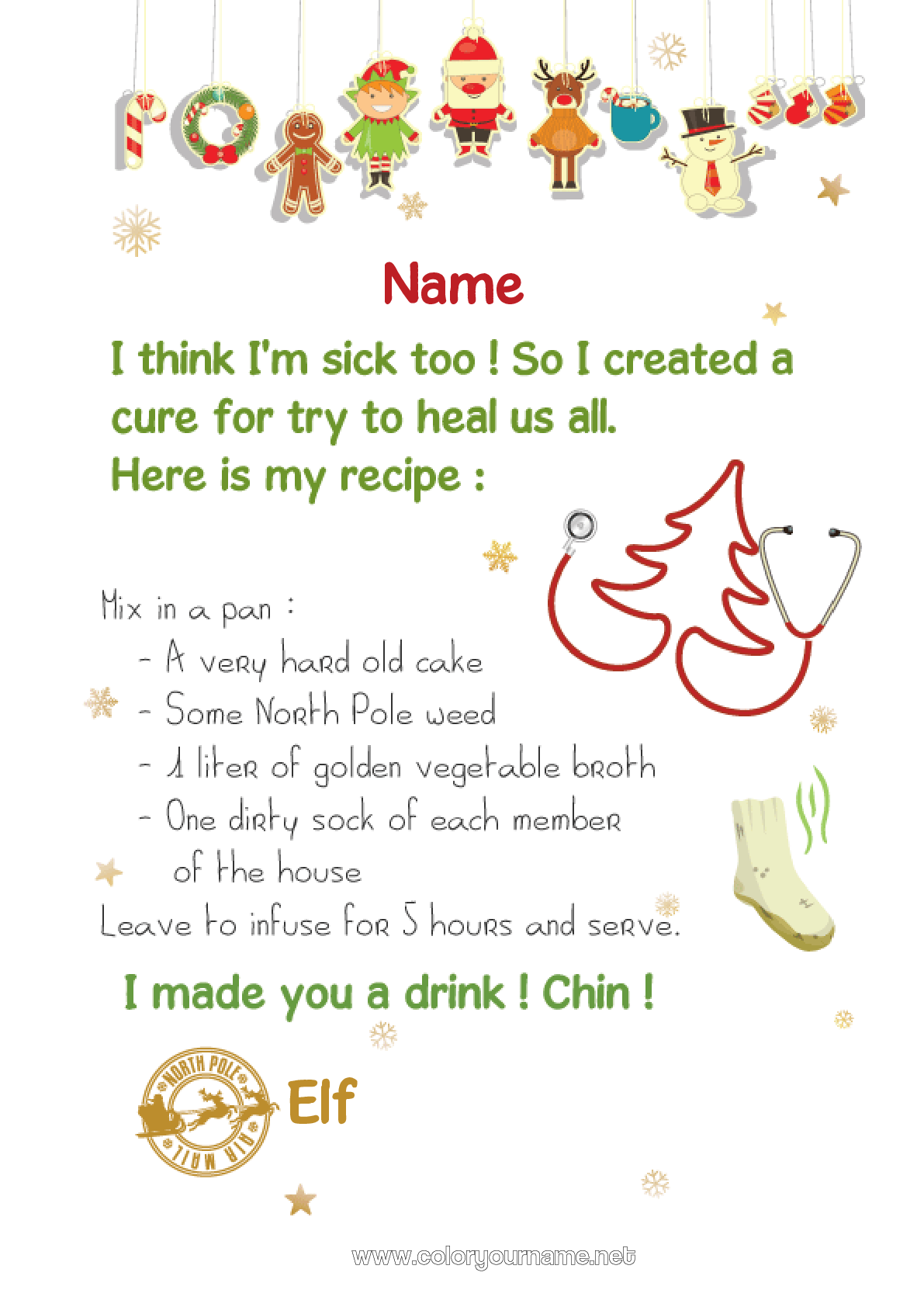 Coloring page No.533 - Sick Christmas elves Christmas Elf's Mission