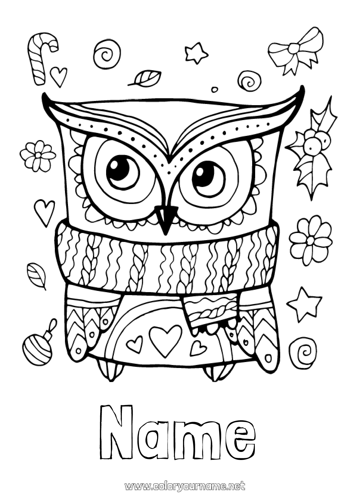 Coloring page No.546 - Winter Owl Animal