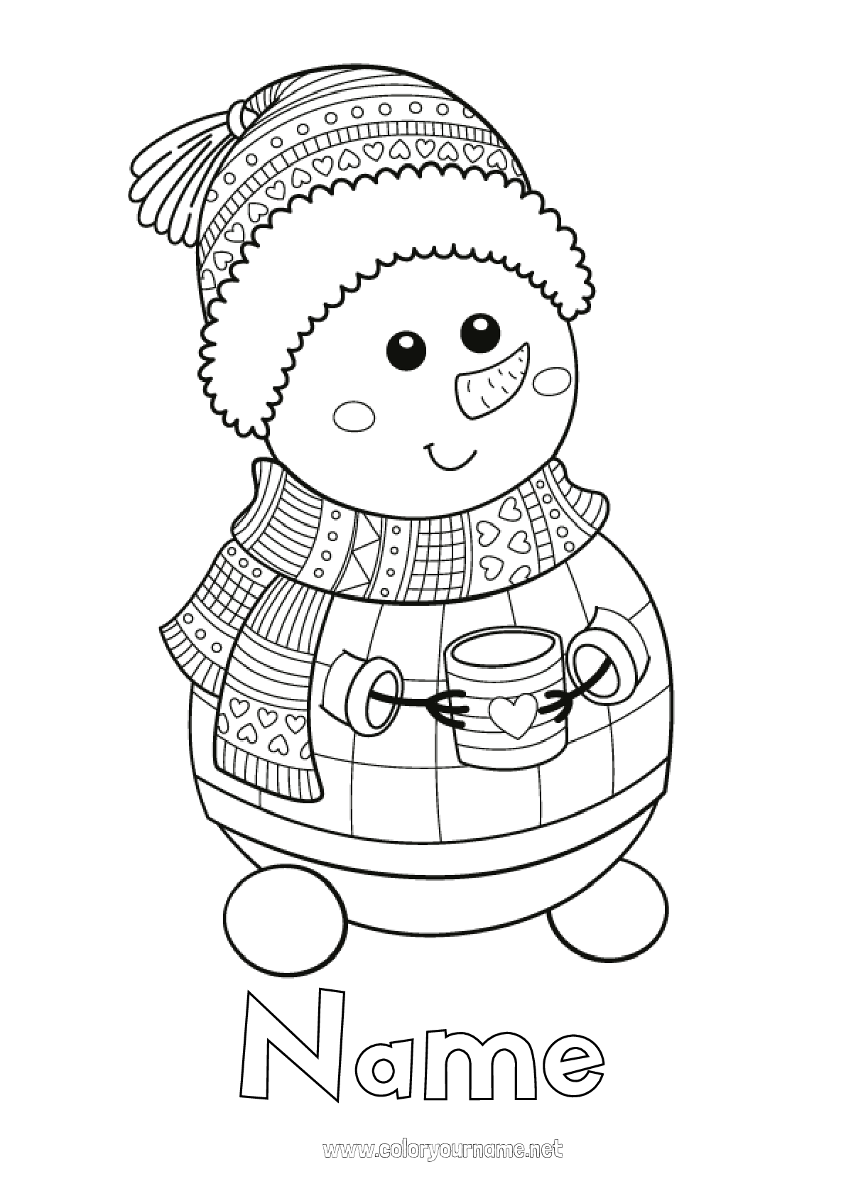 Coloring page No.550 - Winter Snowman Mug