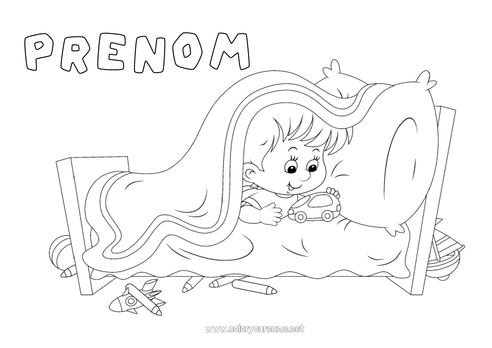 Lit : 1 coloriage gratuit à imprimer et à customiser