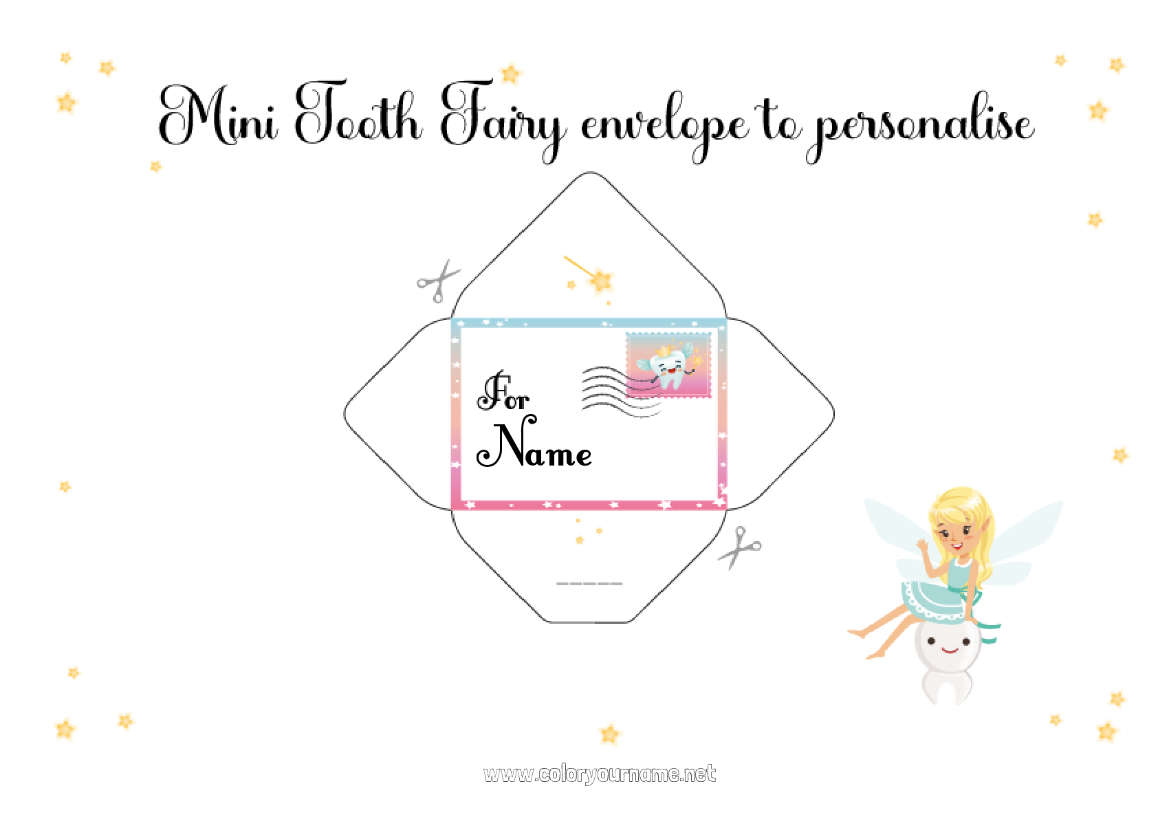 Coloring page No.577 - Milk tooth Tooth Fairy Mail from the Tooth Fairy