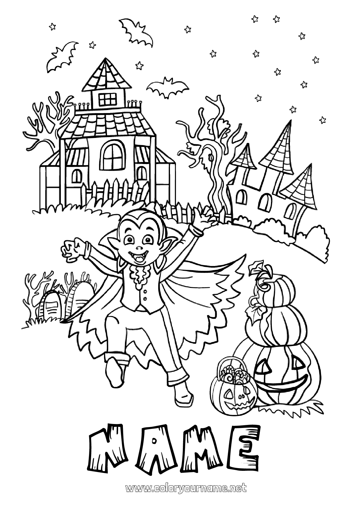 Coloring page No.57 - Vampire Pumpkin Halloween